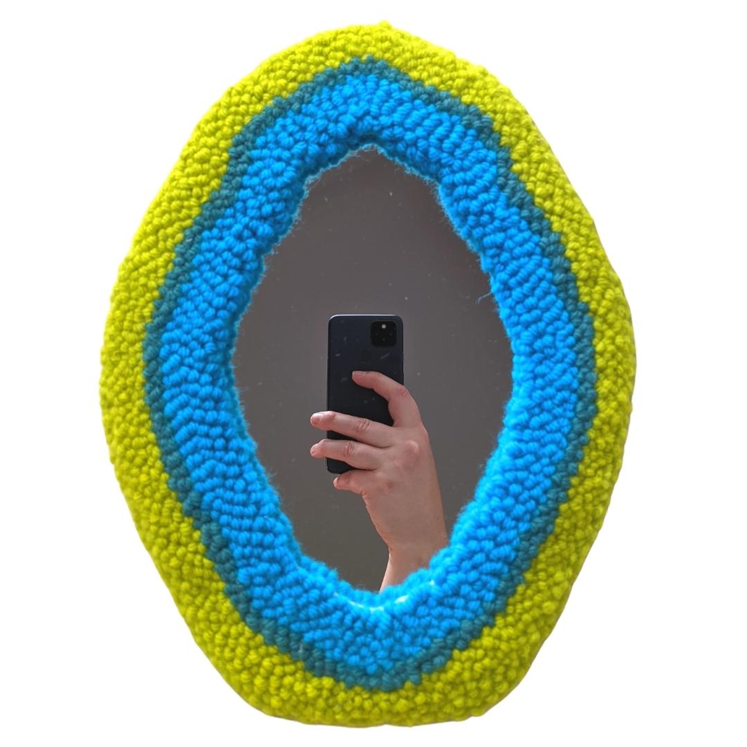 Custom Punch Needle Mirror | dancing arms | handmade in Los Angeles ...