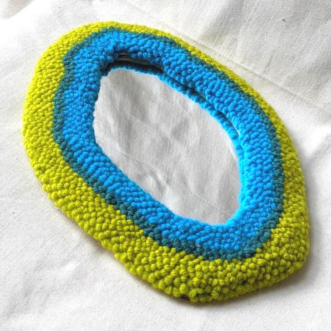 Custom Punch Needle Mirror | dancing arms | handmade in Los Angeles ...